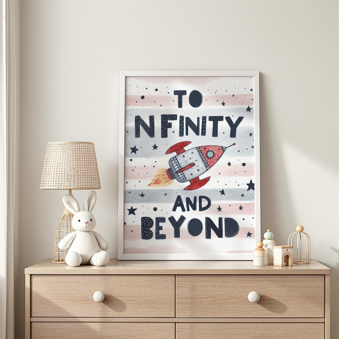 To Infinity and Beyond Rocket Typography Poster, Space Adventure Wall ...