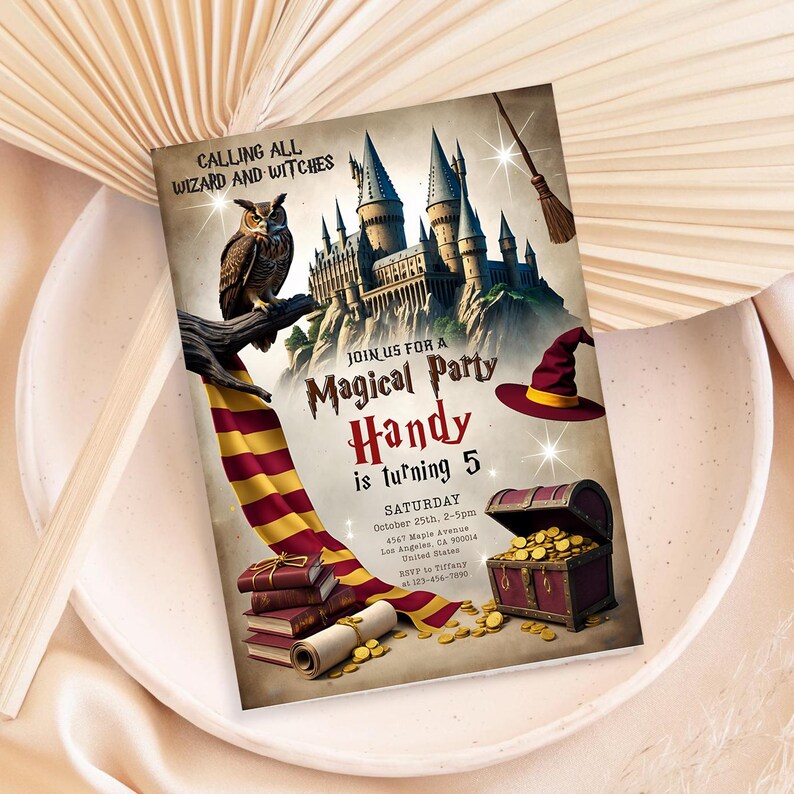 Editable Wizard Birthday Invitation: Magical Castle Party (digital ...