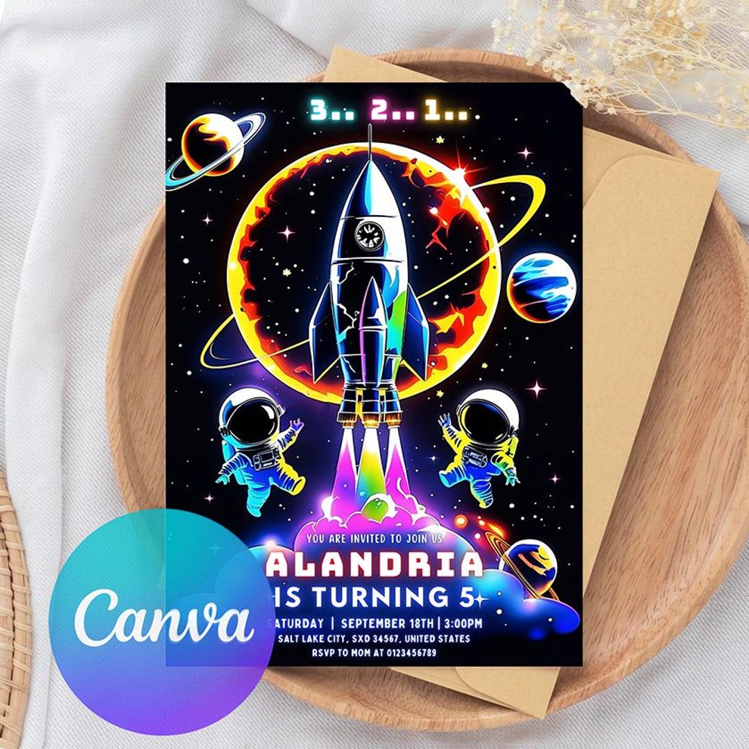 Editable Space Birthday Invitation Template (digital Download) - Etsy