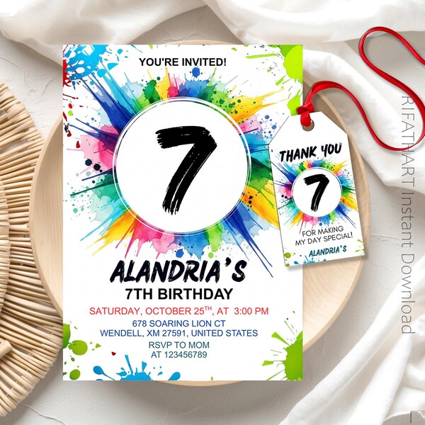 Paint Splatter Invitation - Etsy Canada