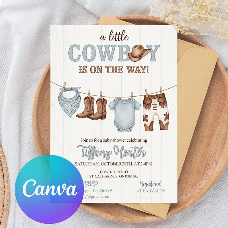 Cowboy Baby Announcement - Etsy