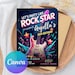 Editable Rockstar Birthday Invitation: Karaoke Party, Canva Template ...
