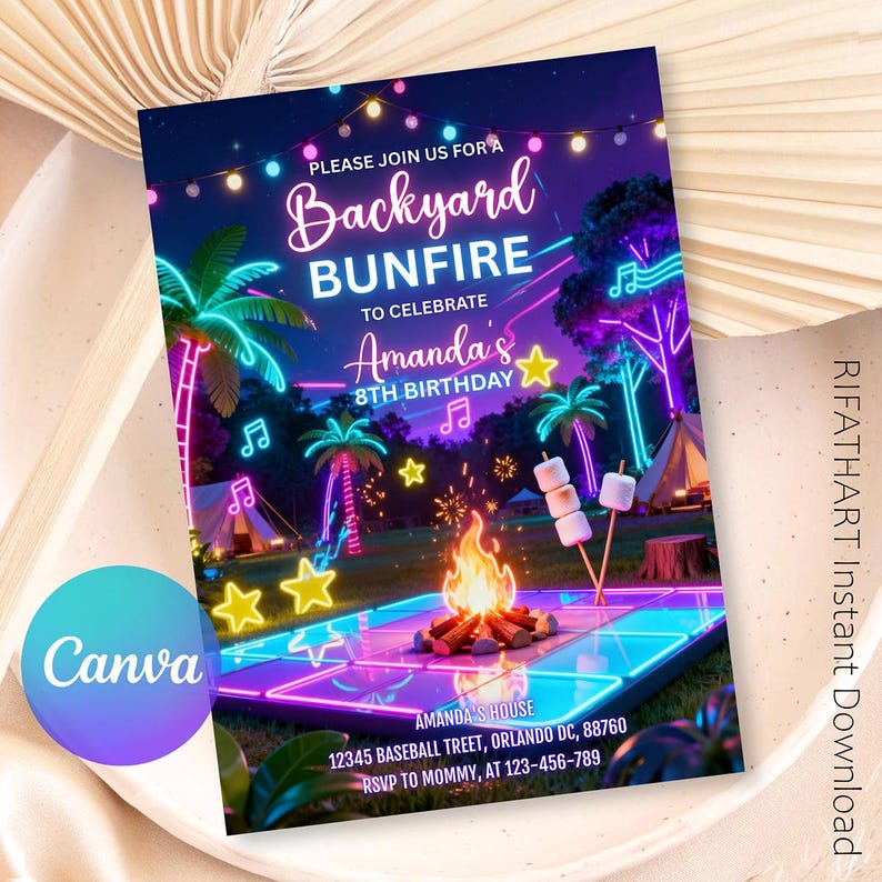 Backyard Bonfire Birthday Invitation, Backyard Bonfire Invitation ...