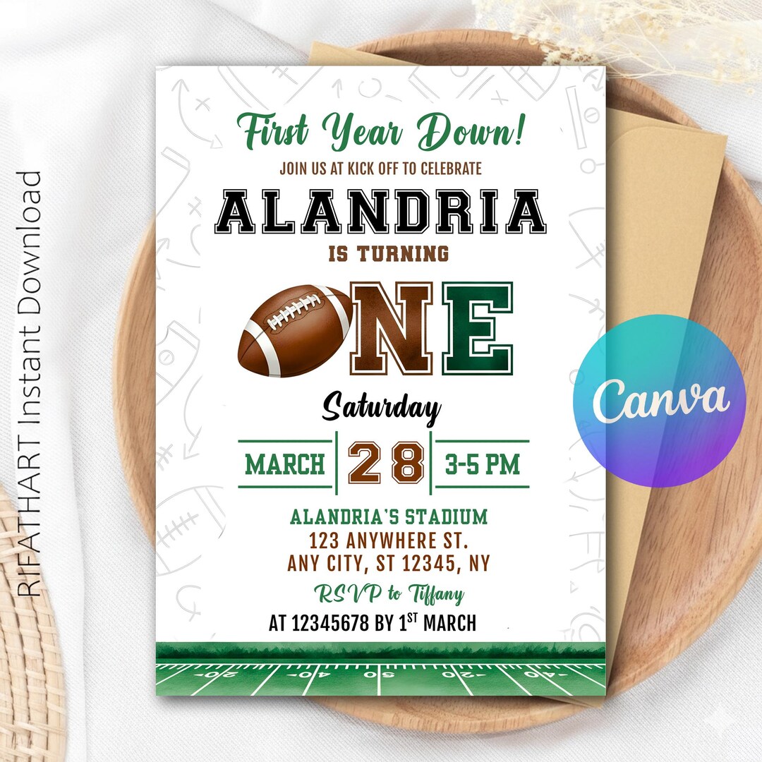 Editable Football Birthday Invitation, Football Birthday, First ...