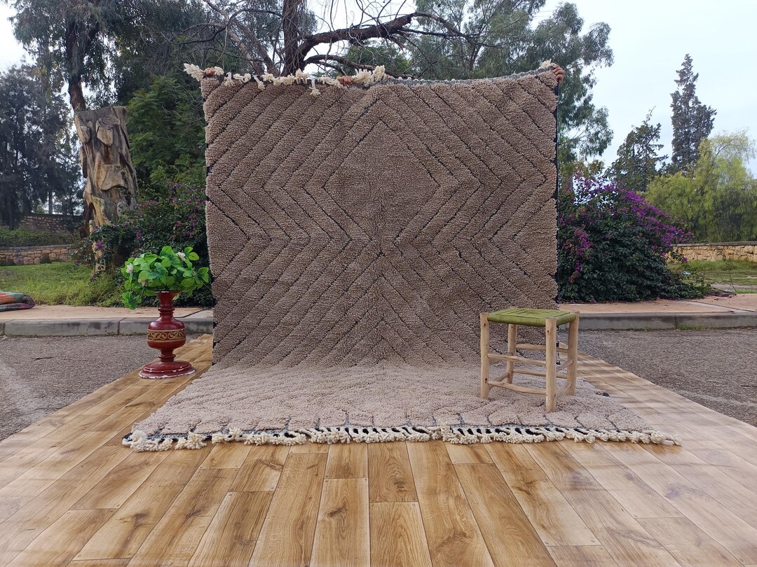 Beni Ourain Wool Rug, Moroccan Handmade (natural Beige, Soft Texture ...