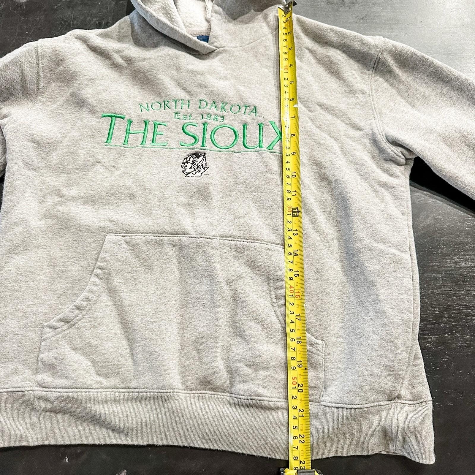 Youth North Dakota Fighting Sioux Hooded Sweatshirt Sz Medium Grey VTG ...