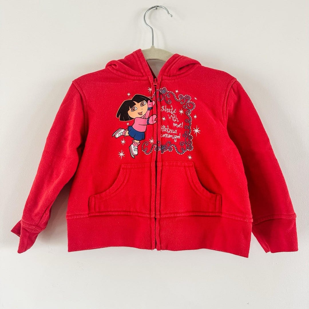 Vintage Toddler Girl 3T Dora the Explorer Zip Sweatshirt Red New Old ...