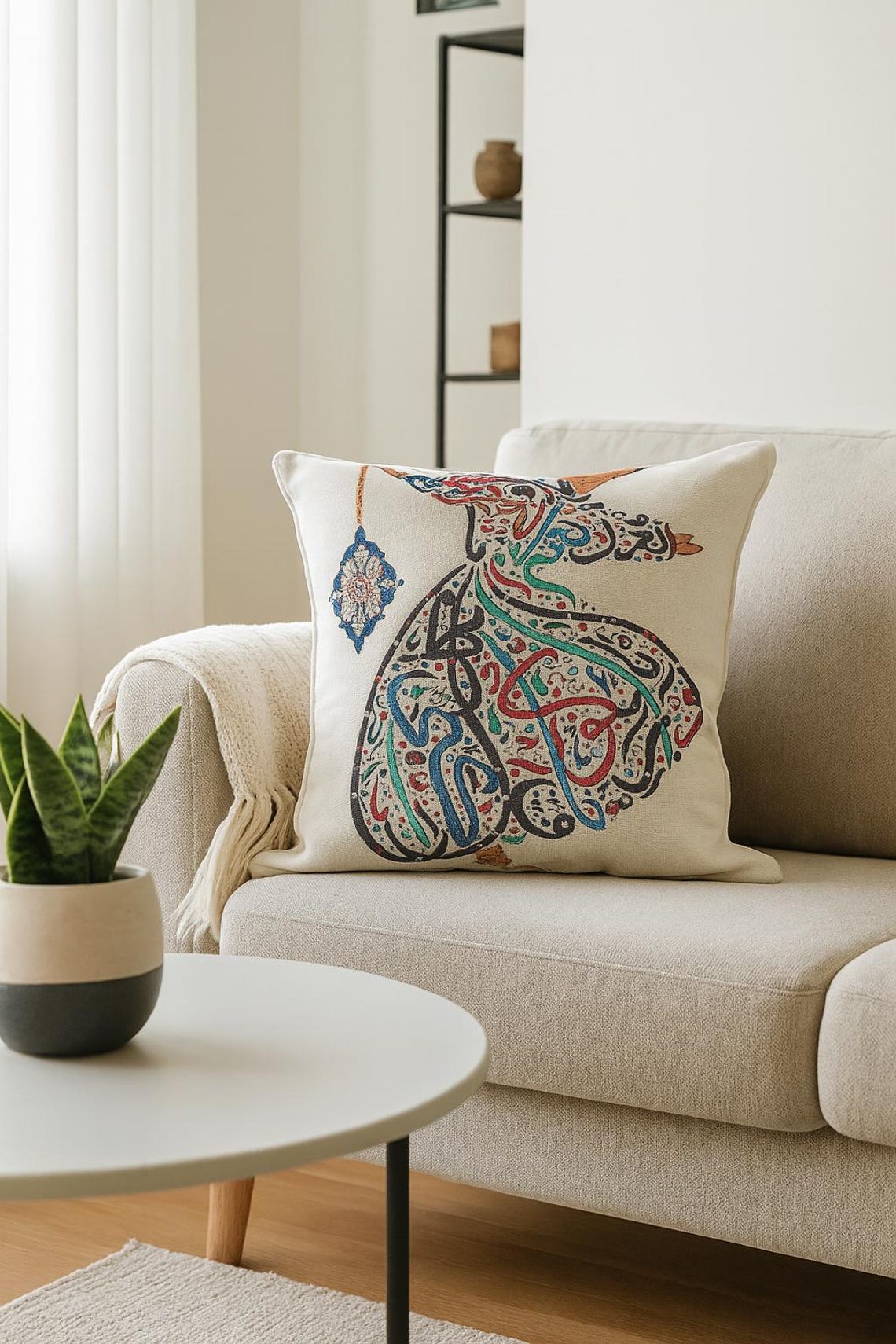 Whirling Dervish Calligraphy Cushion Cover: Sufi Islamic Art Tapestry ...
