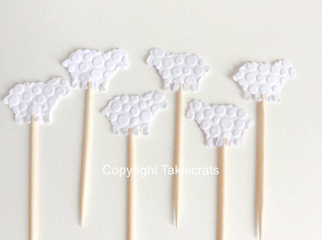 24 White Sheep Cupcake Toppers Baby Shower -party Pick - Etsy