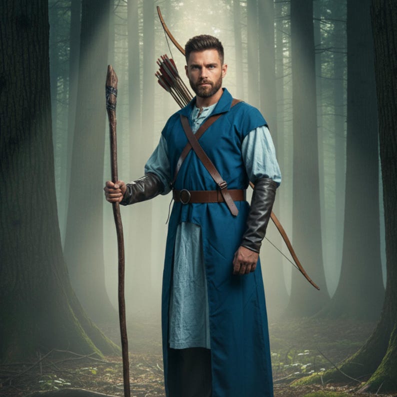 Medieval Forest Ranger Costume, Fantasy Wanderer Outfit for Men, LARP ...