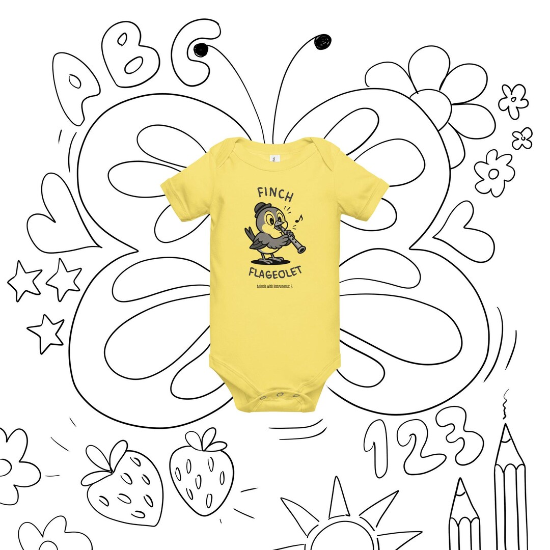 Finch / Flageolet -- "animals With Instruments" Baby One-piece - Etsy
