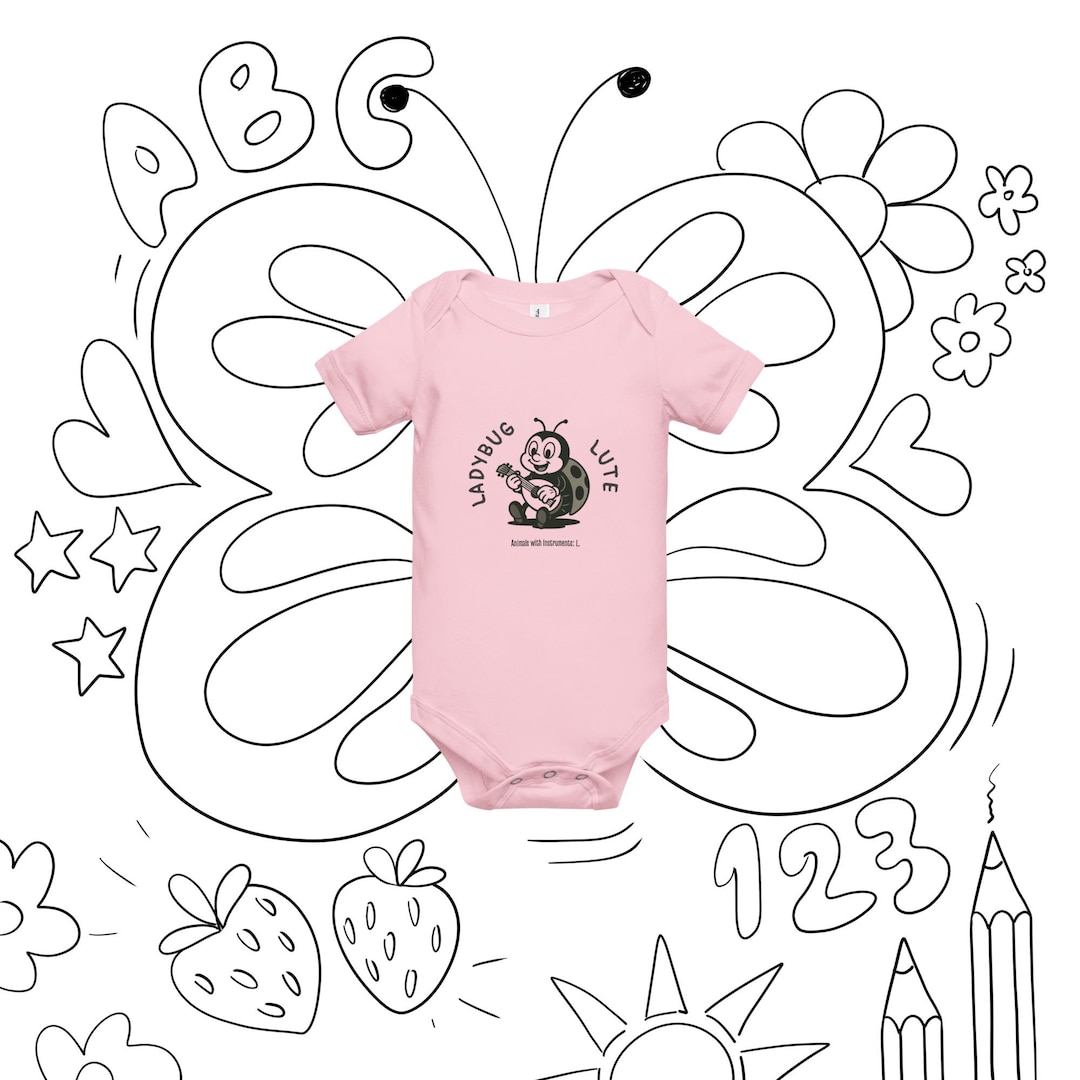 Ladybug / Lute -- "animals With Instruments" Baby One-piece - Etsy