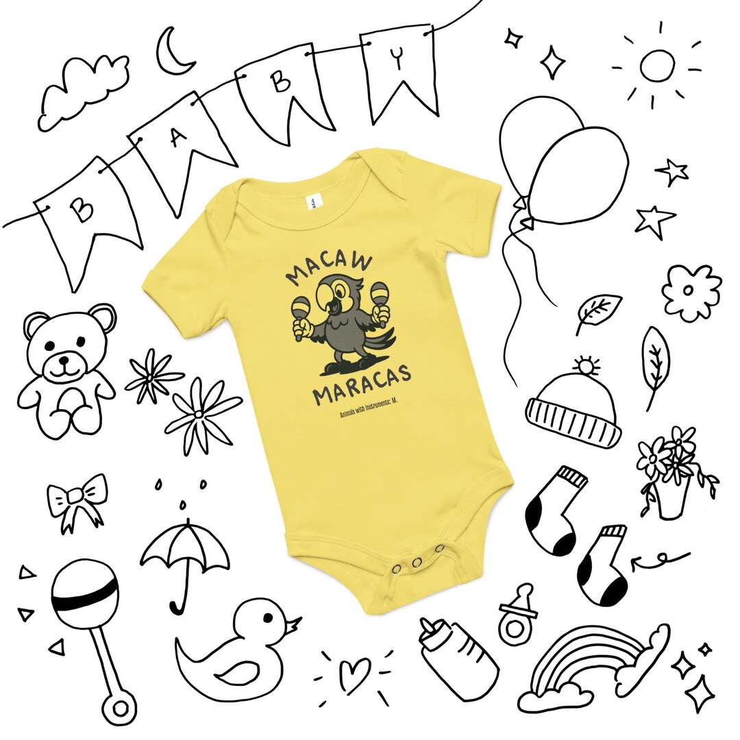 Macaw / Maracas -- "animals With Instruments" Baby One-piece - Etsy