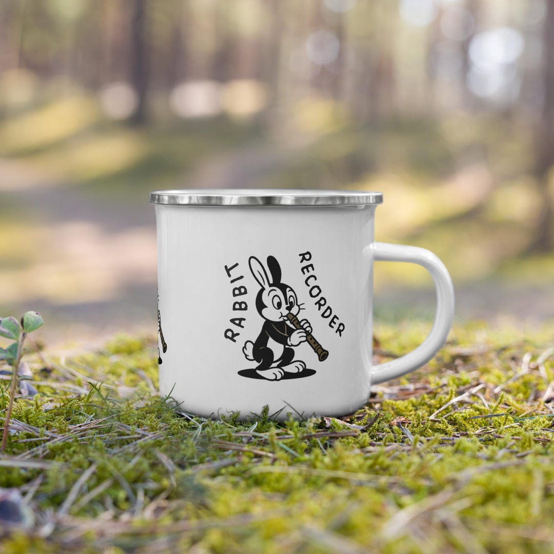 Rabbit / Recorder -- "animals With Instruments" Enamel Mug, 12 Oz - Etsy