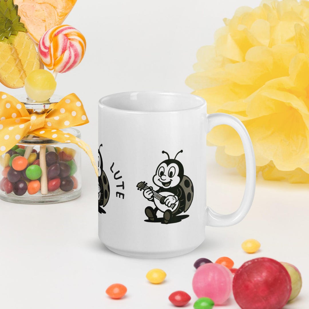 Ladybug / Lute -- "animals With Instruments" Ceramic Mug, 15 Oz - Etsy