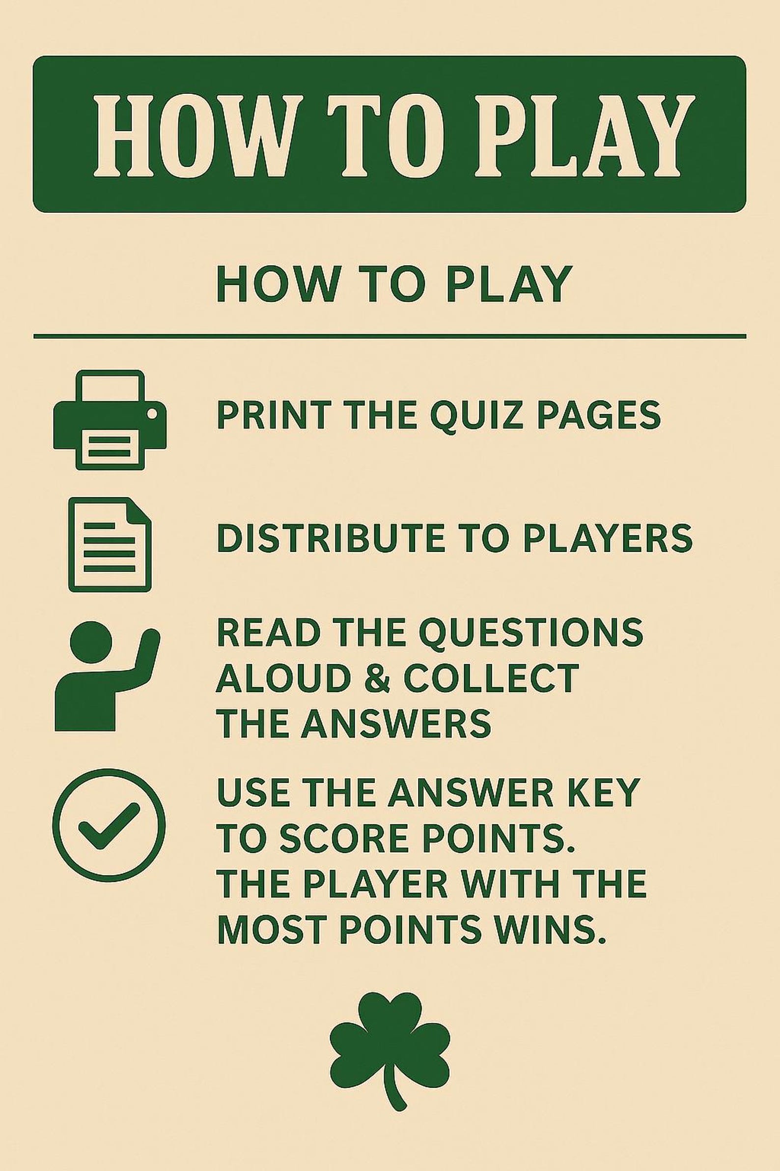 Irish Pub Quiz Printable Game Pack - 50 Questions - 5 Themed Rounds ...