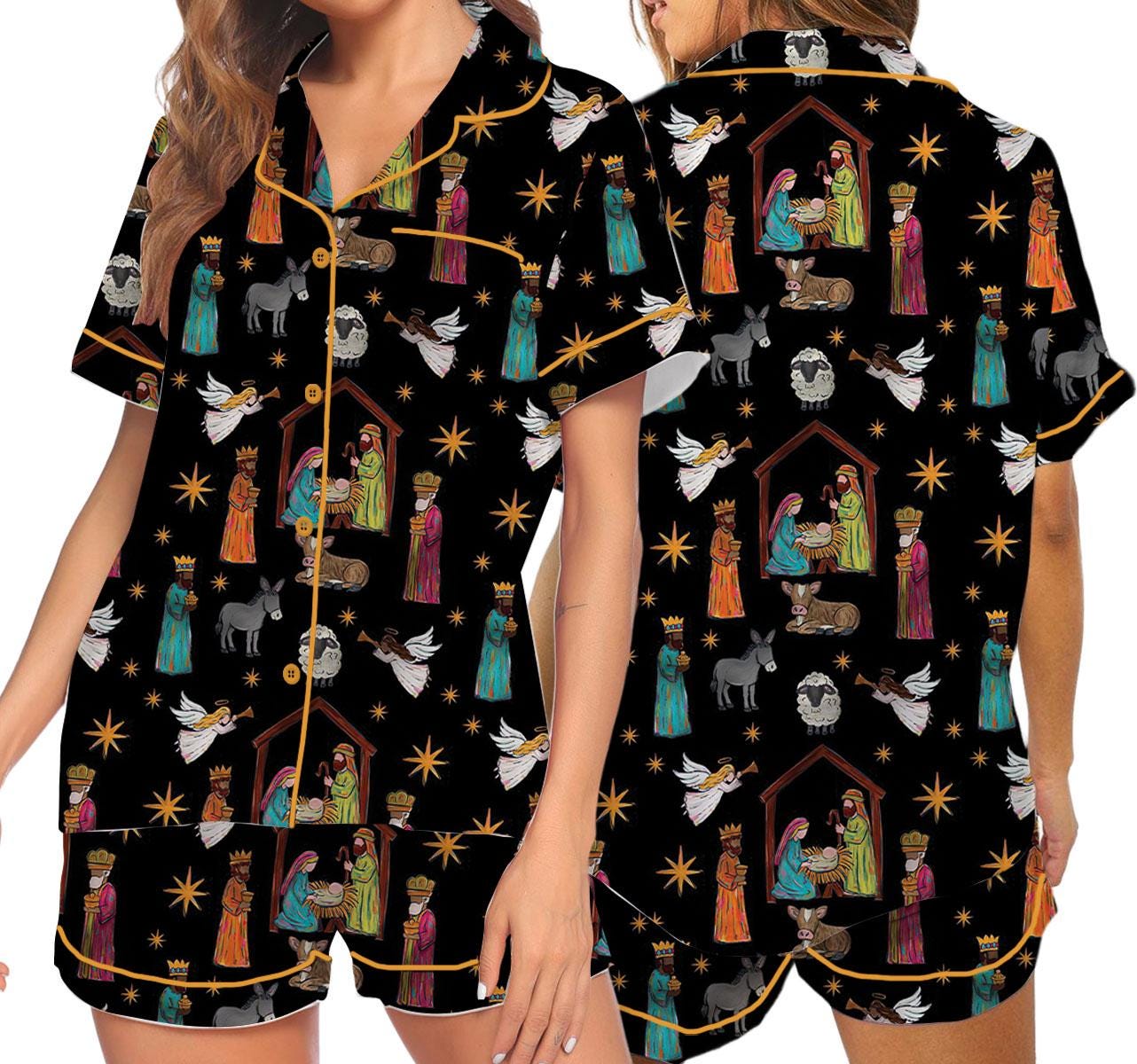 Nativity Pajama Set, Holy Family Print, Christian Christmas Sleepwear ...