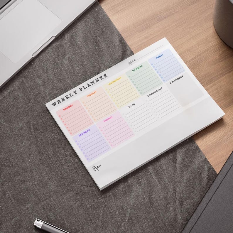 Colorful Weekly Planner Post-it Notes: Rainbow Design, 6x8 To-do List ...