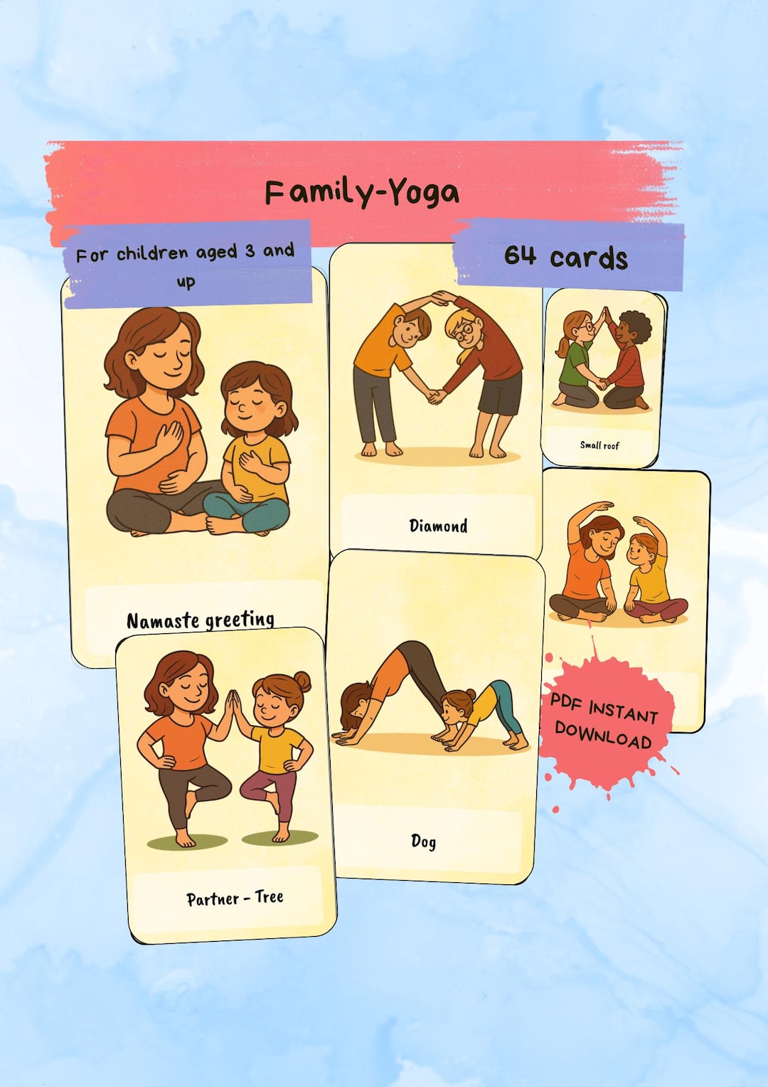 64 Yoga Cards for Families, Children & Partners, Yoga Kids, Yoga ...