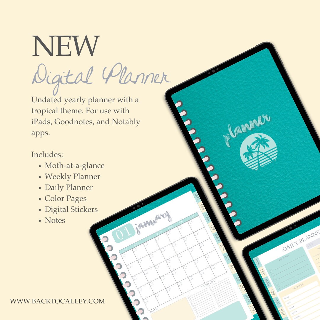 Hibiscus Tropical Digital Planner: iPad Goodnotes Planner + Stickers ...