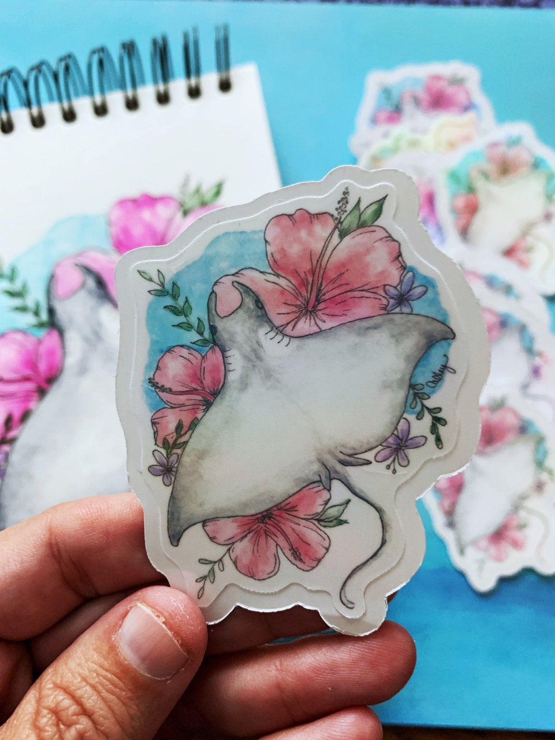 Manta Ray Holographic Sticker - Etsy