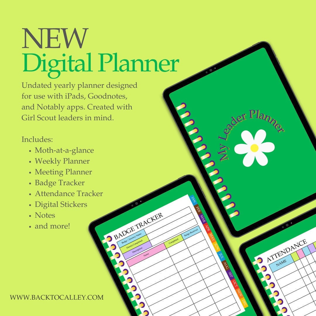 Girl Scout Leader Digital Planner for Goodnotes & iPad (300 Stickers ...