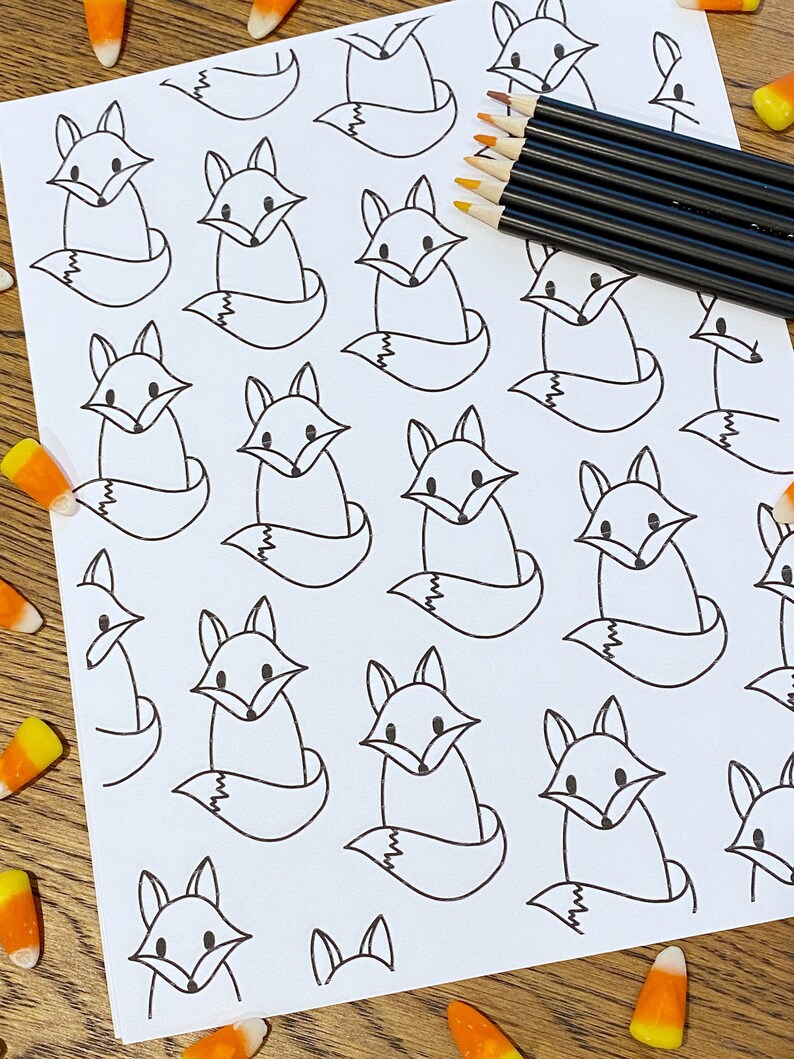 Fall Coloring Sheets (3) - Fox, Leaves, and Pumpkins - Etsy