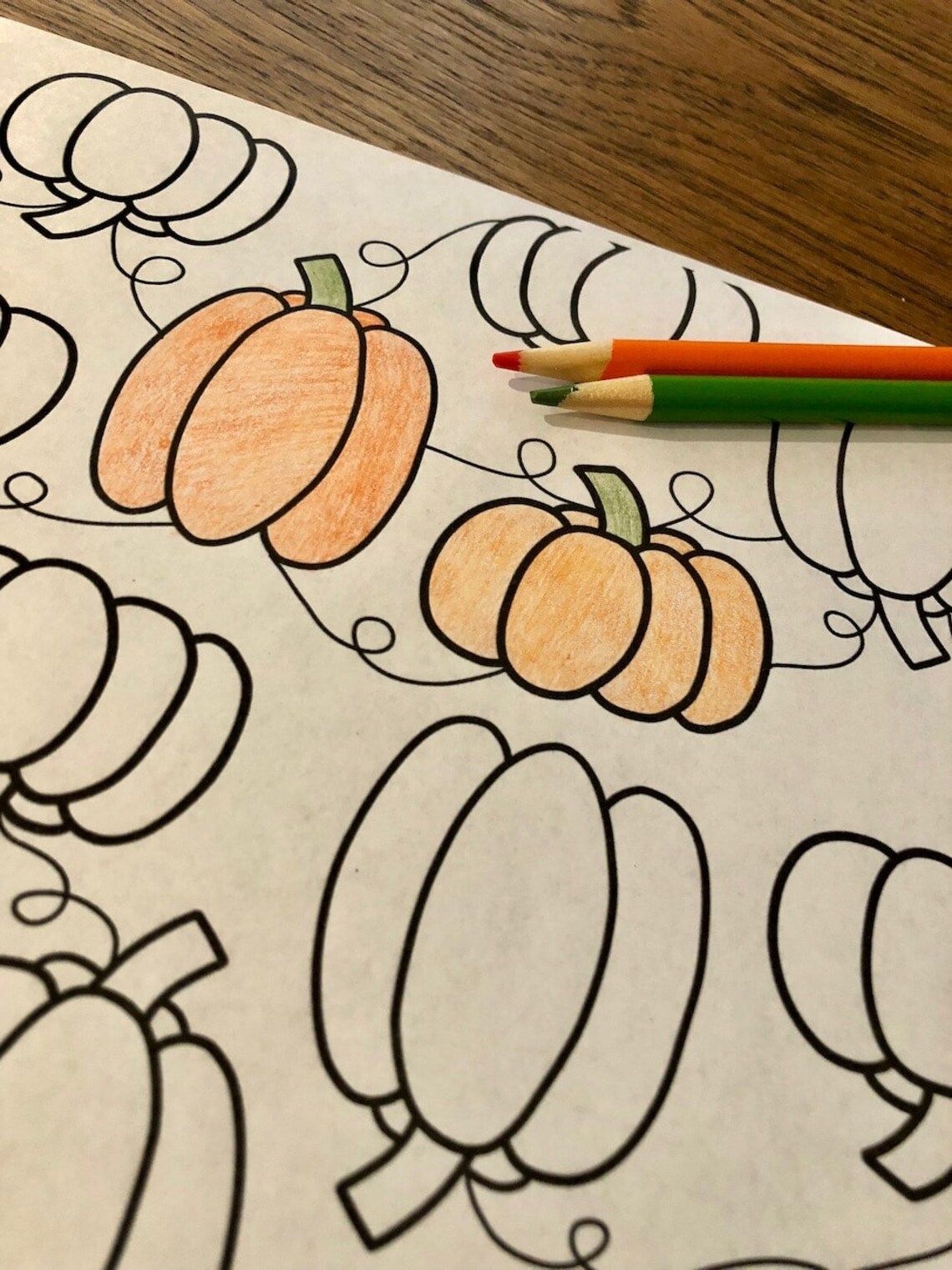 Fall Coloring Sheets 3 Fox Leaves and Pumpkins | Etsy