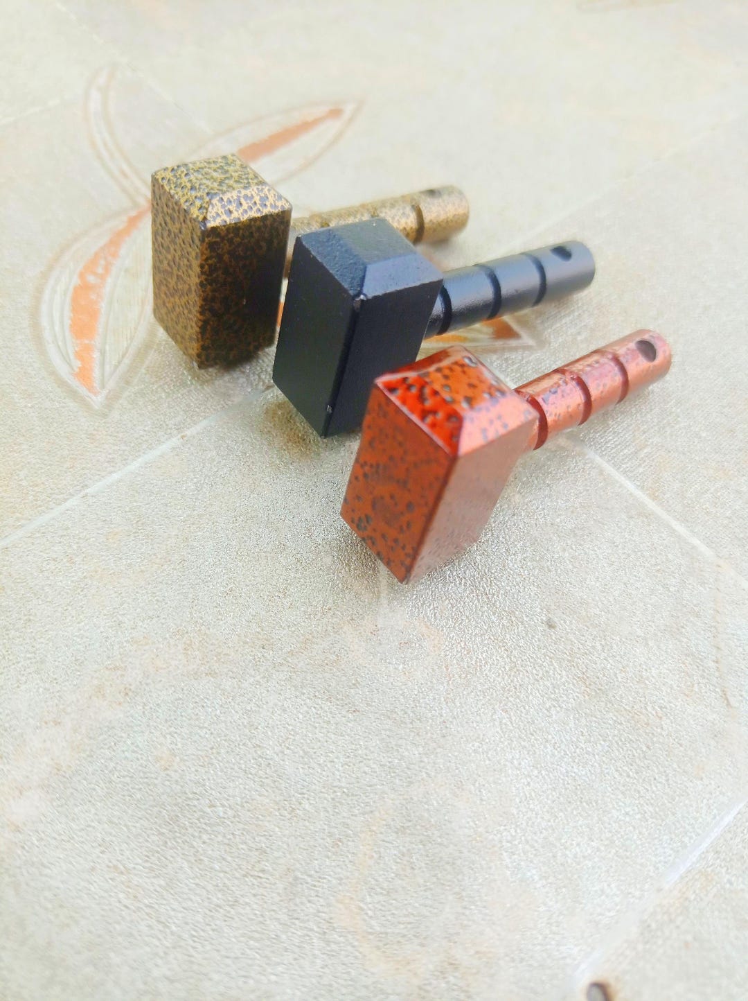 Mini Hammer Keychain | Handmade Steel-look Gift | Powder-coated Metal ...