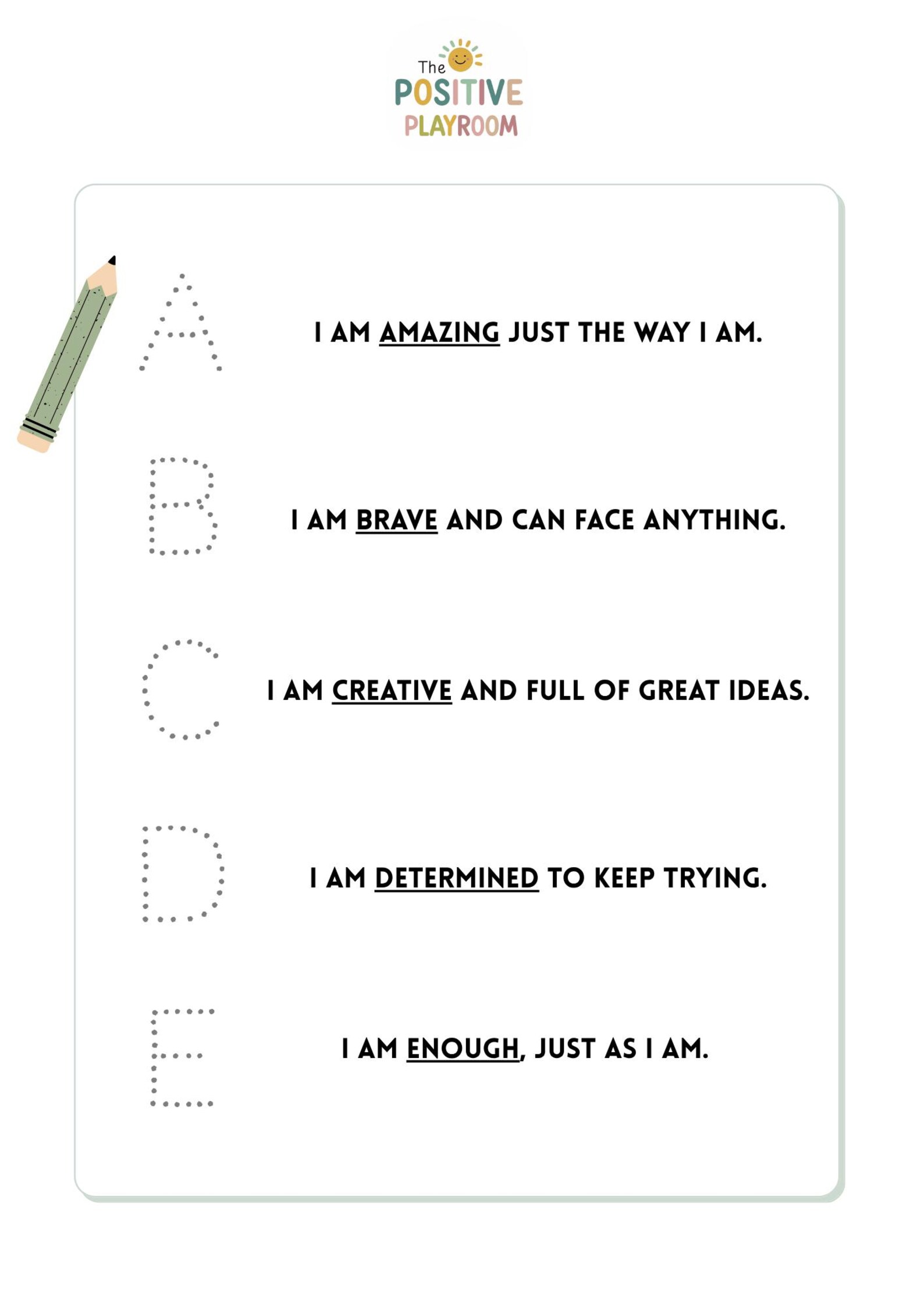 Alphabet Letter Tracing With Positive Affirmations – Printable A–Z ...