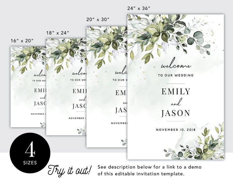 Watercolor Boho Greenery Wedding Welcome Sign W/ Eucalyptus | Etsy