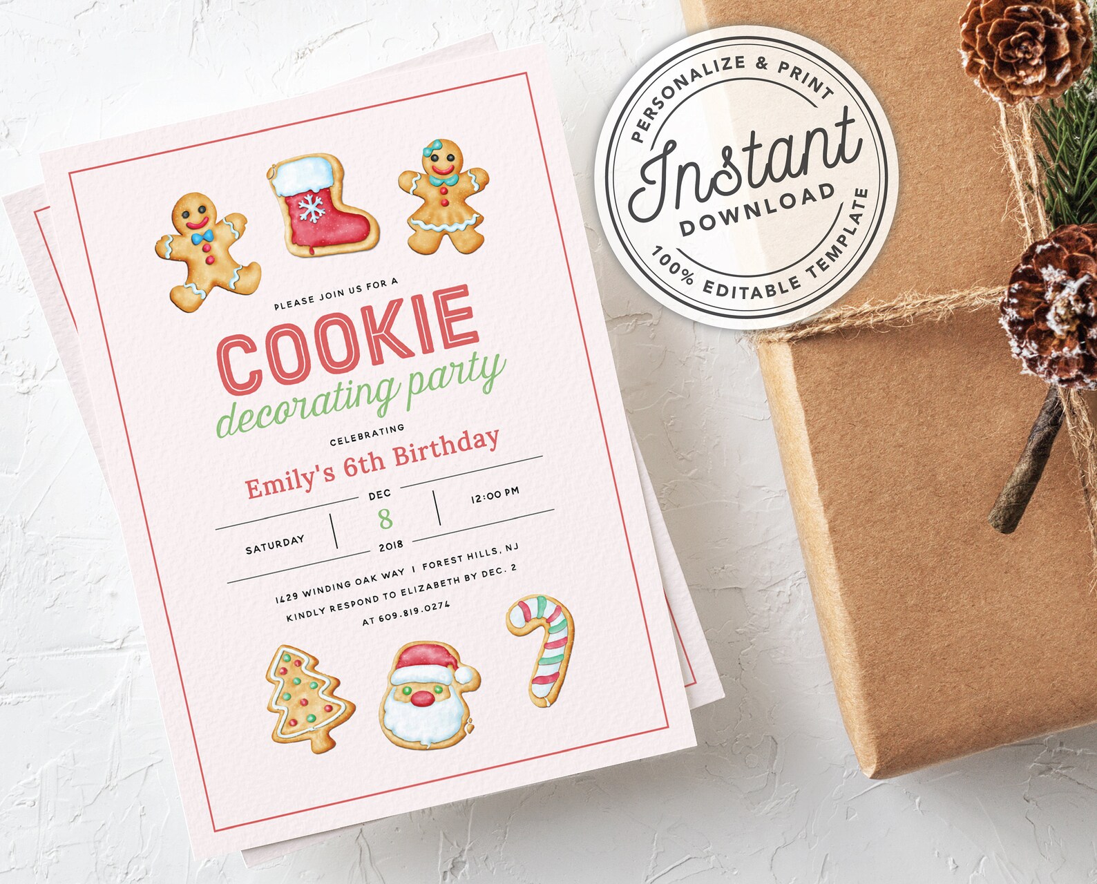 Printable Christmas Cookie Decorating Birthday Party - Etsy