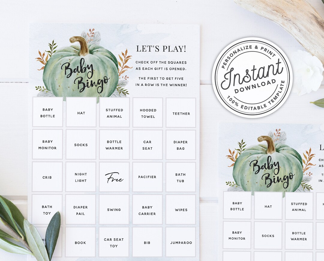 Boho Fall Little Pumpkin Baby Shower Bingo • INSTANT DOWNLOAD ...
