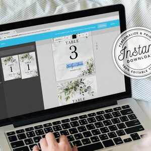 Boho Watercolor Greenery Wedding Table Numbers W/ Eucalyptus Leaves in ...