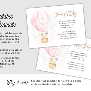 Up up and Away Hot Air Balloon Girl Books for Baby Insert Printable ...