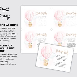 Up up and Away Hot Air Balloon Girl Books for Baby Insert Printable ...