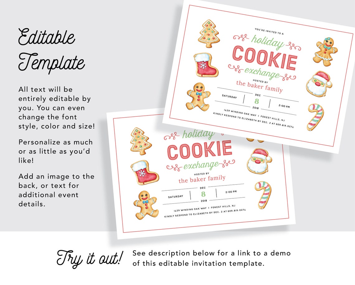 Printable Christmas Cookie Exchange Party Invitation INSTANT - Etsy
