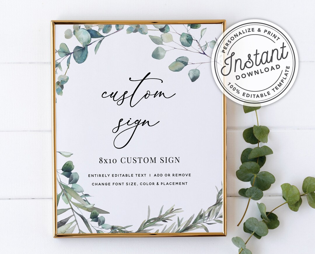 Printable Boho Wreath Custom Sign (portrait and Landscape) W ...