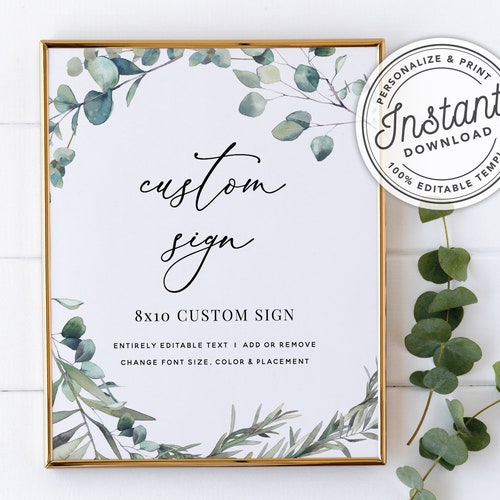 Printable Boho Wreath Custom Sign portrait and Landscape W/ - Etsy