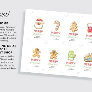 Gingerbread Cookie Christmas Gift Tags Printable Set of 8 Matching ...