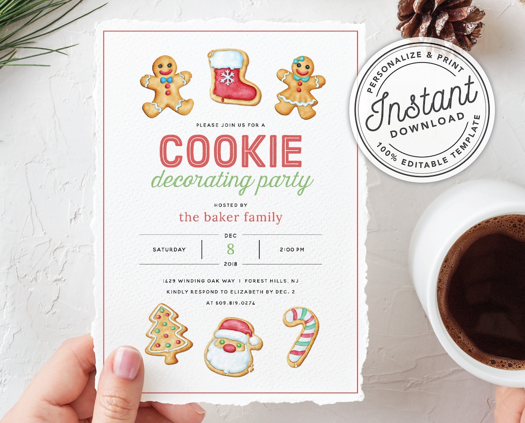 Printable Christmas Cookie Decorating Party Invitation • INSTANT ...