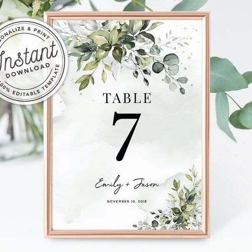 Watercolor Boho Greenery Wedding Invitation Template Suite | Etsy