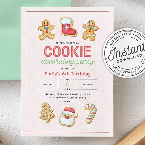 EDITABLE Cookie Decorating Party Invitation Cookie Party - Etsy