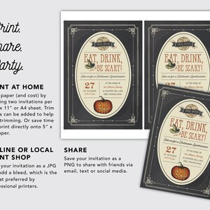 Eat Drink and Be Scary Vintage Halloween Spooktacular Invitation ...