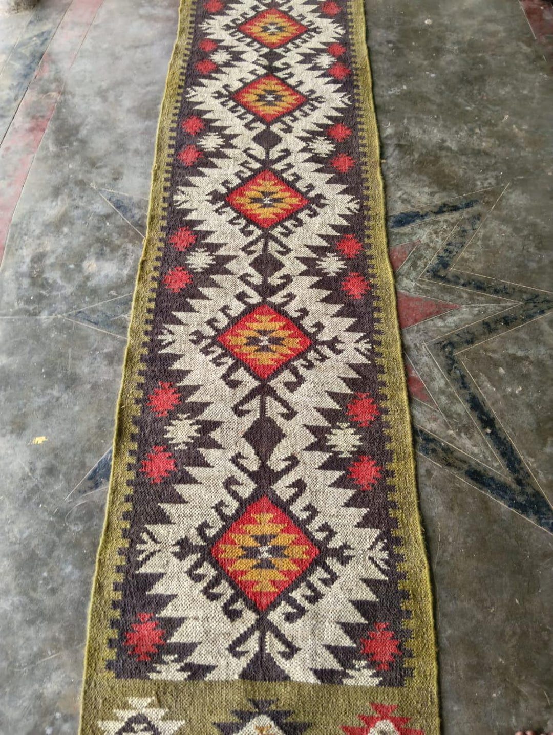Handwoven Indian Kilim Runner Rug: Eco-friendly Wool Jute Rug Entryway ...