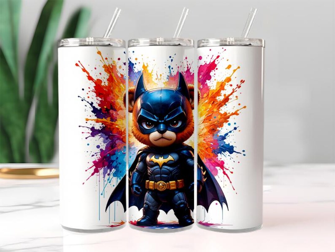 Chibi Bat Hero Tumbler Wrap 20oz | Cute Comic Hero Sublimation PNG ...
