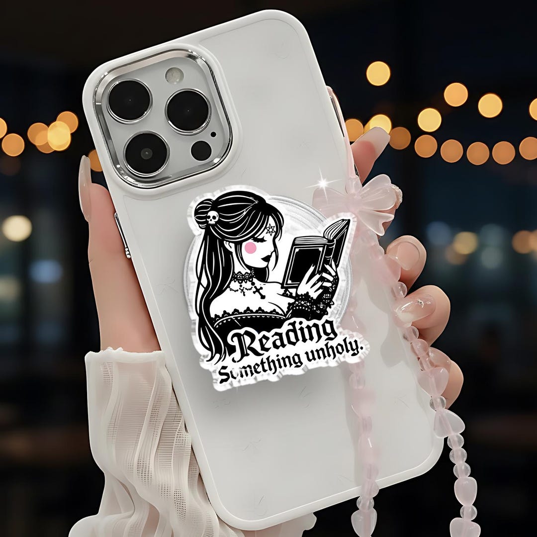Reading Something Unholy Magnetic Phone Grip, Gothic Bookish Accessory ...
