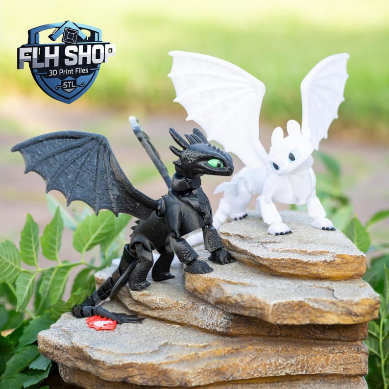 Toothless STL File for 3D Printing, Articulated Dragon STL, Glow-in-the ...