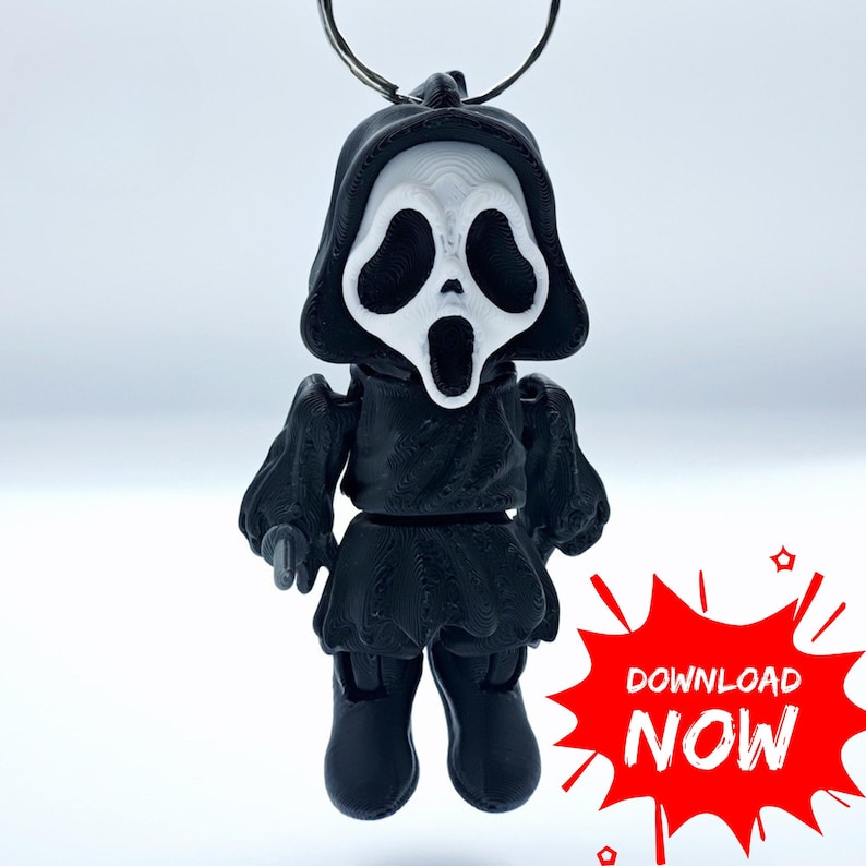 Ghostface Keyring STL and 3MF File for 3D Printing, Scream Movie Horror ...