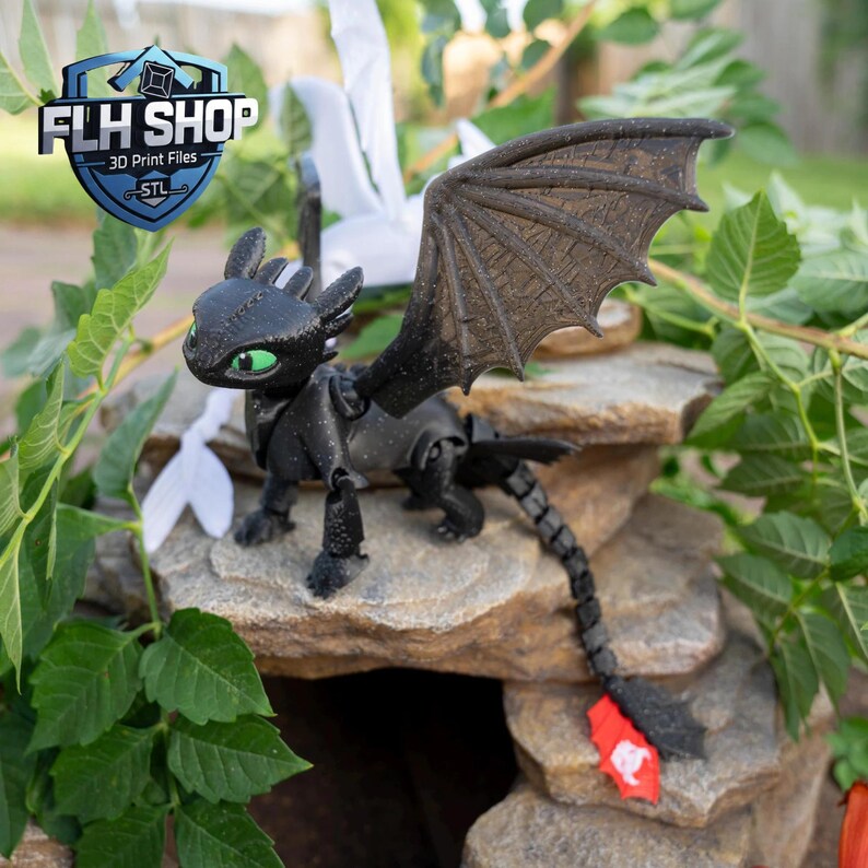 Toothless STL File for 3D Printing, Articulated Dragon STL, Glow-in-the ...